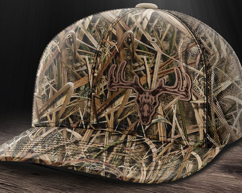 Deer Hunting Hat, Deer Skull, Deer Hat, Hunting Hat, Decal-cut Leather ...