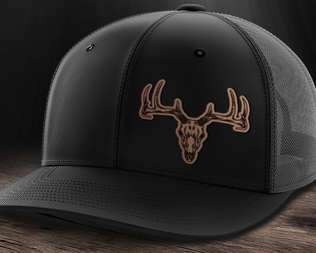Deer Hunting Hat, Deer Skull, Deer Hat, Hunting Hat, Decal-cut Leather ...
