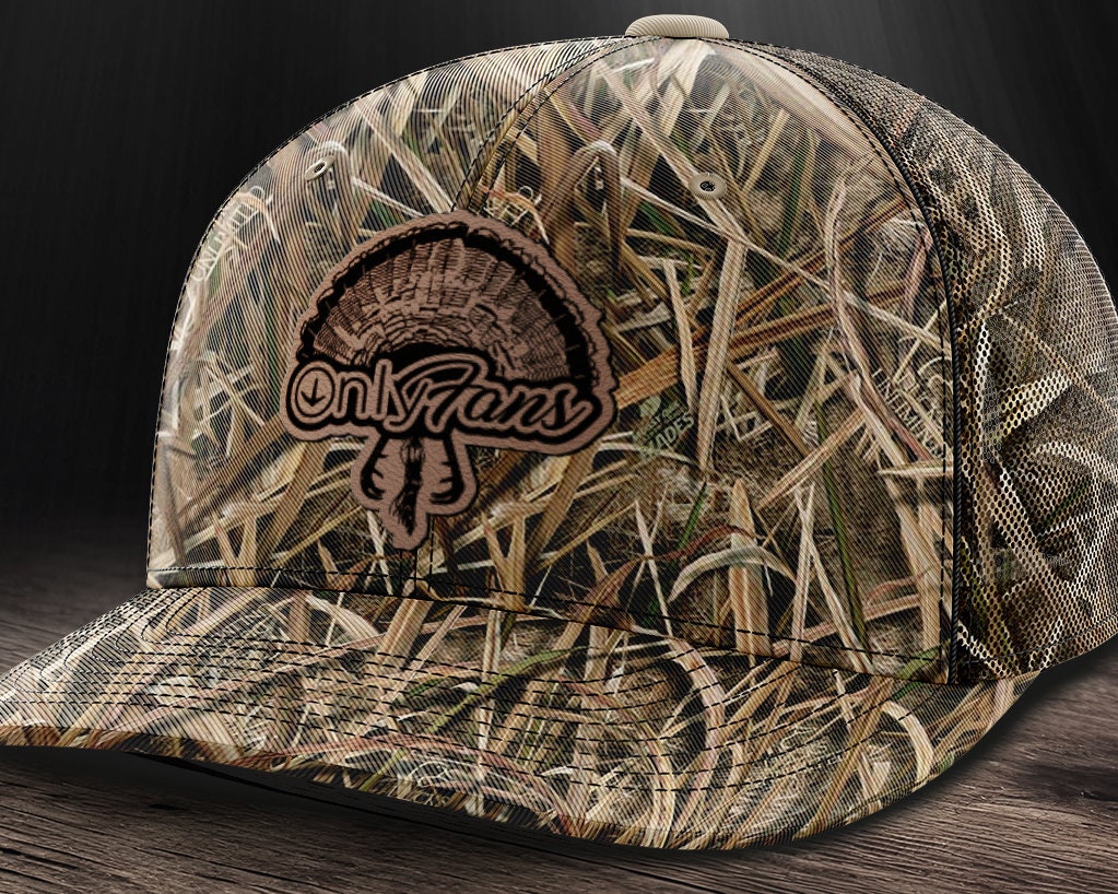 Only Fans Turkey Hunting Hat: Laser Die-cut Leather Patch Trucker Hat ...