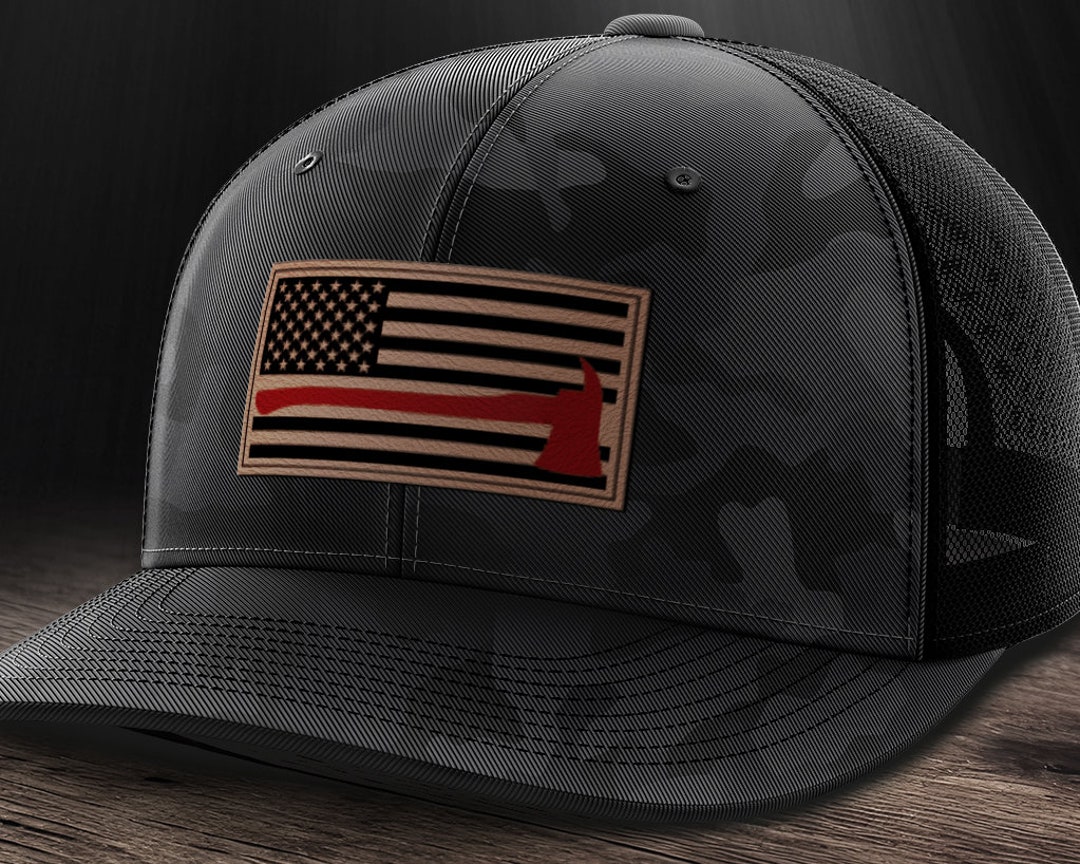 Thin Red Line With Axe, Thin Red Line Patch Hat, Firemen Flag Hat, Firefighter Flag Hat, USA ...