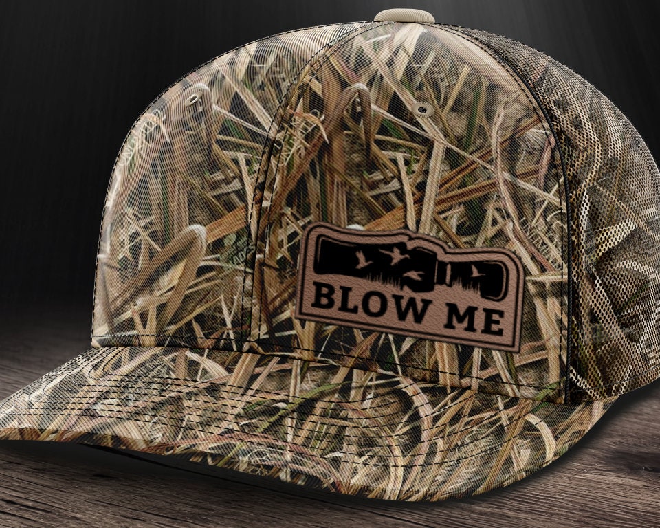 Blow Me Duck Call Hat, Duck Hunting Hat, Duck Hat, Waterfowl Hunting Hat, Die-cut Leather Patch ...