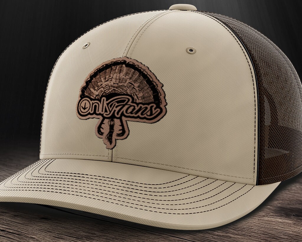 Only Fans Turkey Hunting Hat: Laser Die-cut Leather Patch Trucker Hat ...
