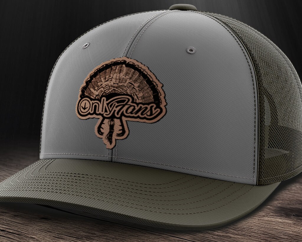 Only Fans Turkey Hunting Hat: Laser Die-cut Leather Patch Trucker Hat ...