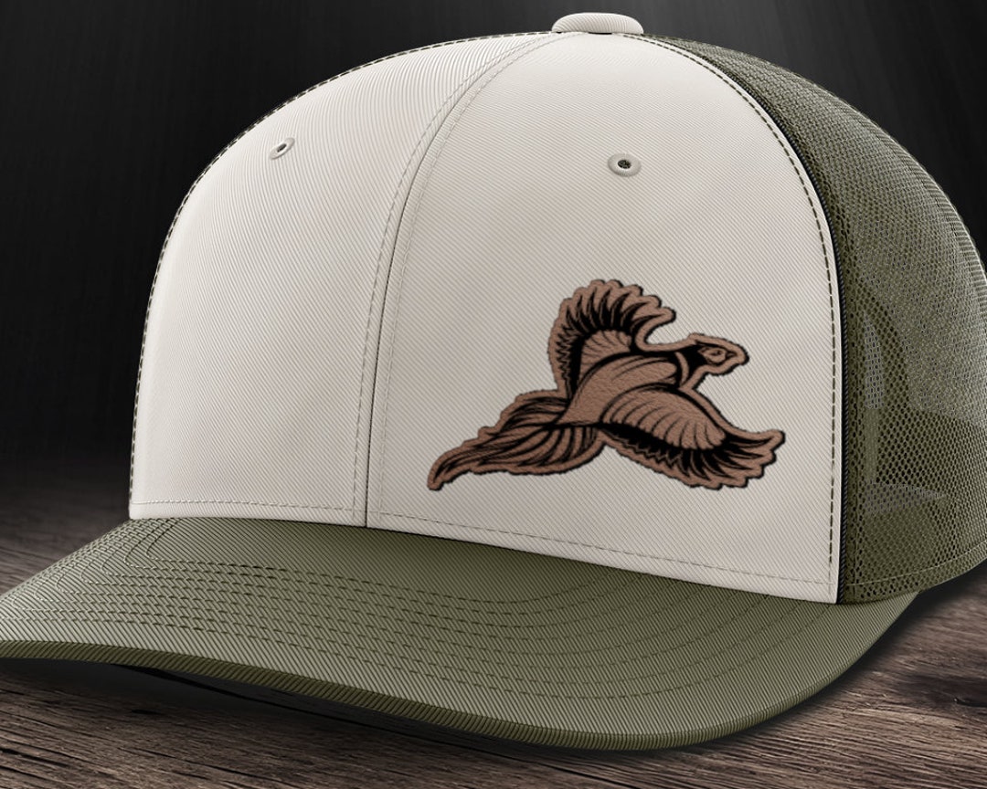 Pheasant Hunting Hat, Pheasant Hat, Hunting Hat, Blaze Orange, Decal-cut Leather Patch Trucker ...
