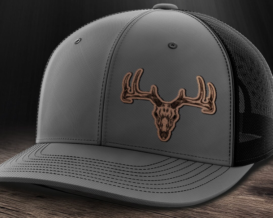 Deer Hunting Hat, Deer Skull, Deer Hat, Hunting Hat, Decal-cut Leather ...