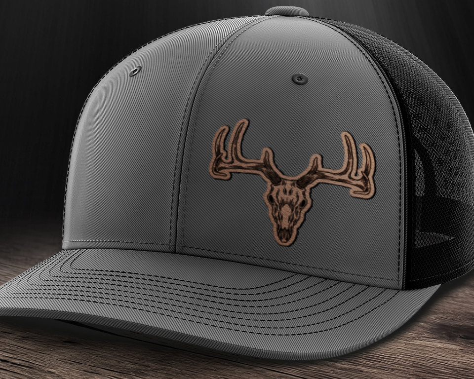 Deer Skull Leather Patch Trucker Hat: Hunting Gift - Etsy