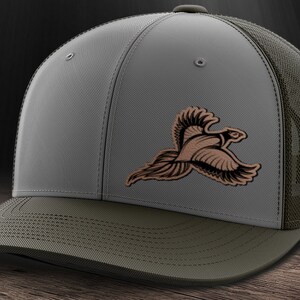 Pheasant Hunting Hat, Pheasant Hat, Hunting Hat, Blaze Orange, Decal-cut Leather Patch Trucker ...