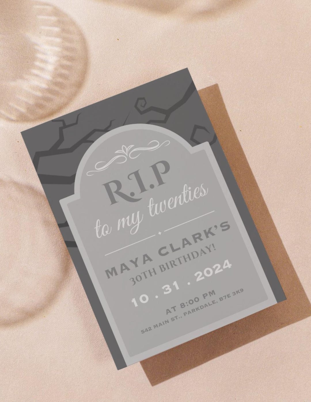 Editable R.I.P to My Twenties Grave-themed Birthday Party Invitation ...