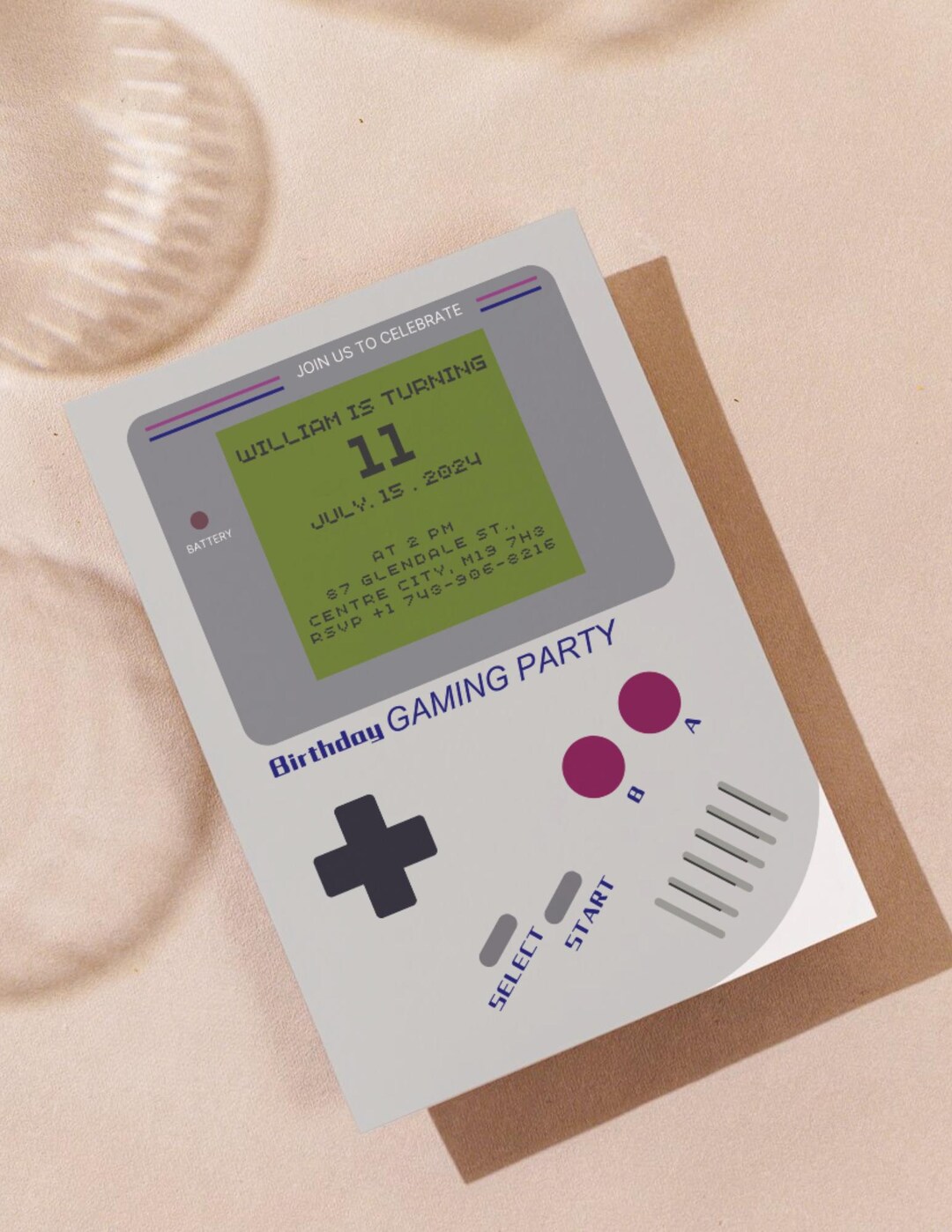 Editable Retro Game Console-themed Gamer Birthday Party Invitation ...
