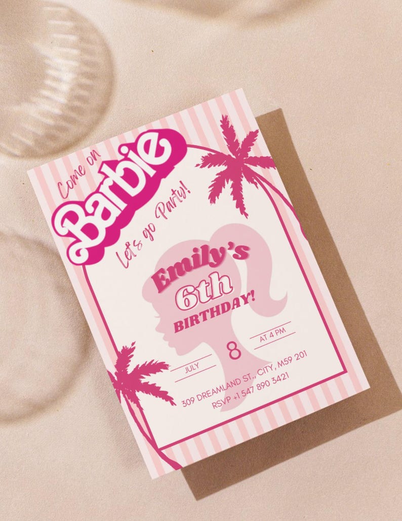 Editable Barbie Doll-themed Birthday Invitation - Etsy