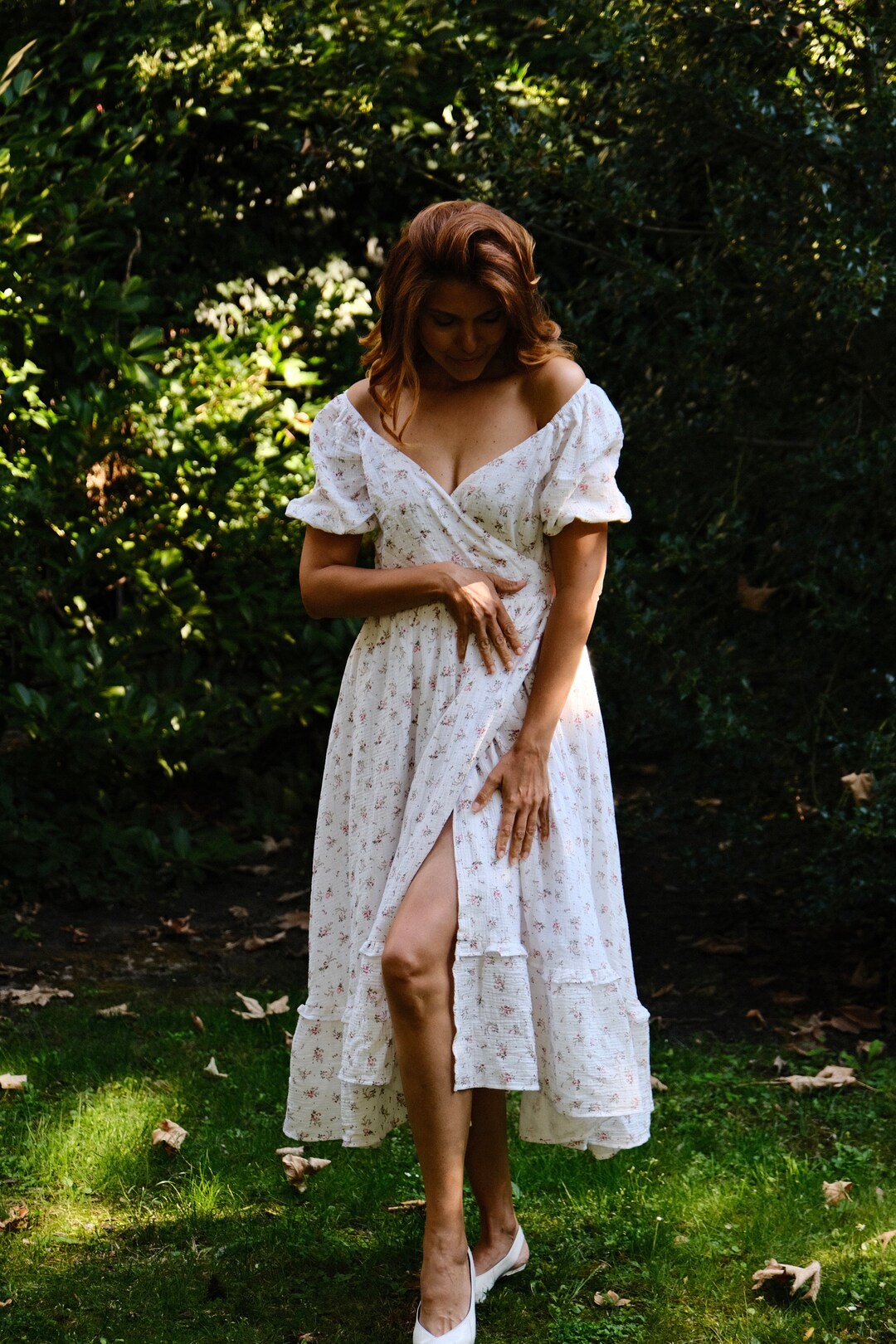 Cotton Dress Airy Dress Made of Muslin With a Belt on the Smell. Boho ...