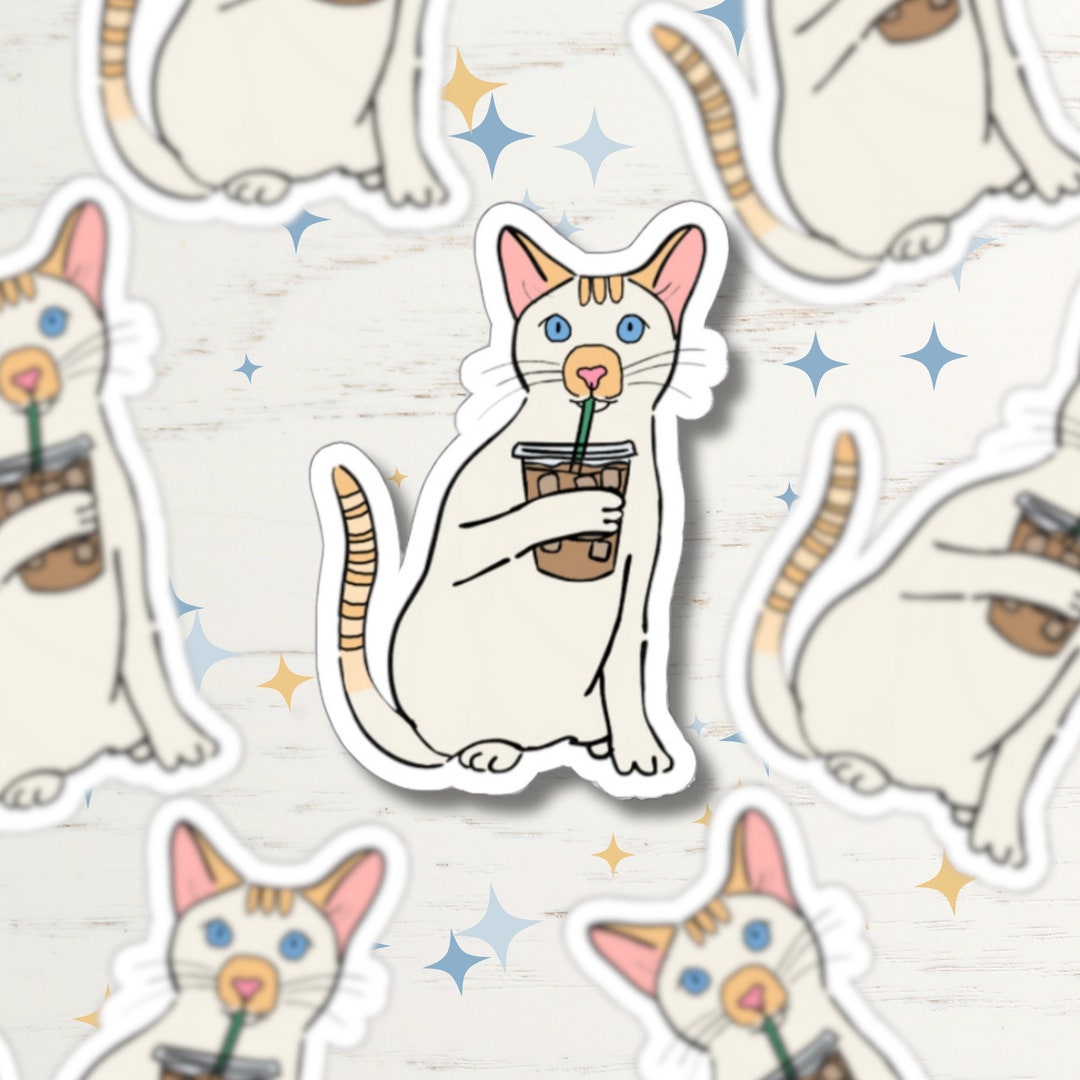 Coffee Cat Sticker | Vinyl Sticker | Cute Stickers | Seasonal Sticker ...
