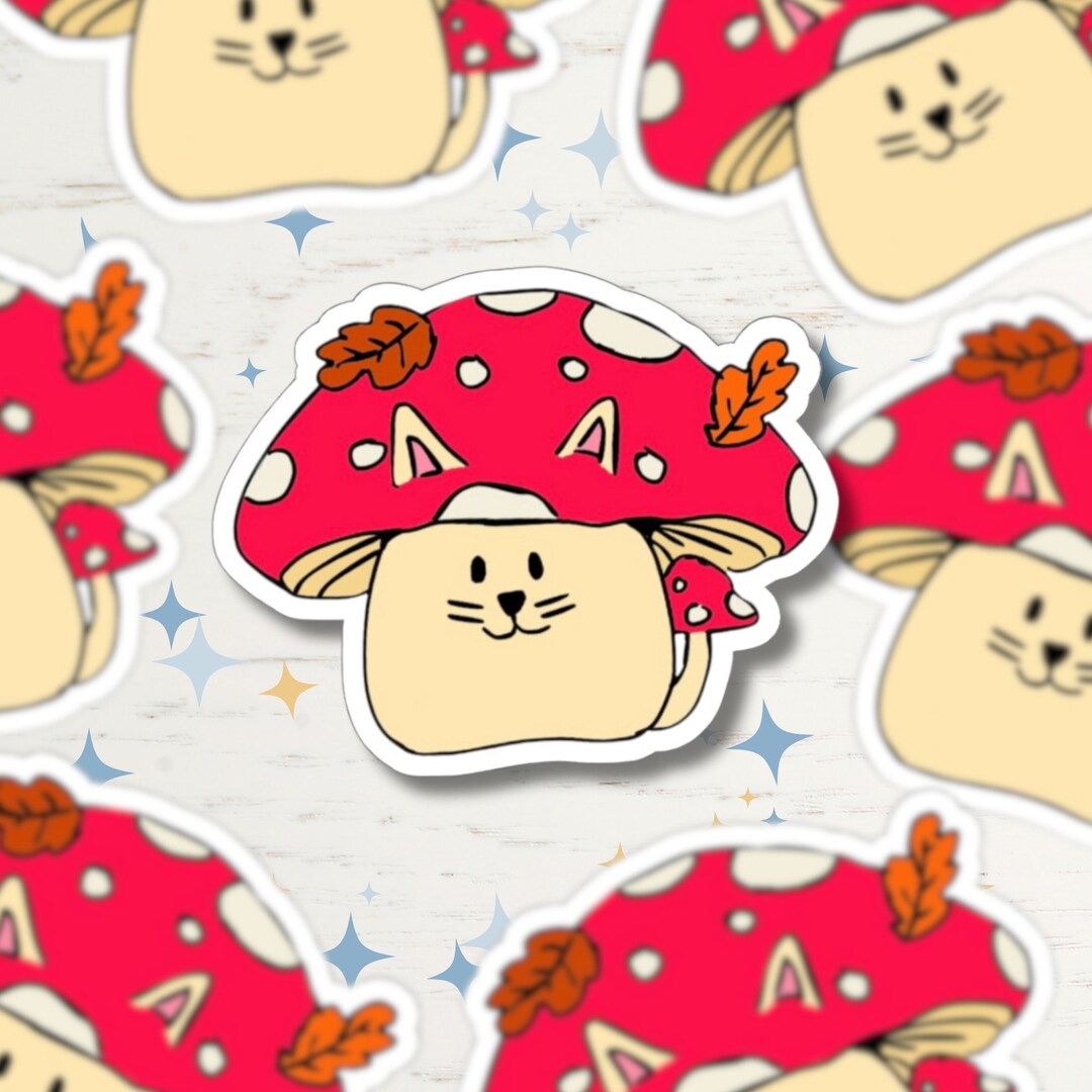 Mushroom Cat Sticker | Vinyl Sticker | Cute Sticker | Seasonal Sticker ...