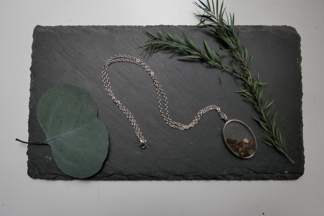 Stainless Steel Chain in Silver With Amber Epoxy Chain - Etsy