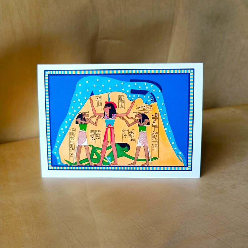 Ancient Egyptian Art Print A6 Greetings Card Goddess Nut Gods Shu and ...