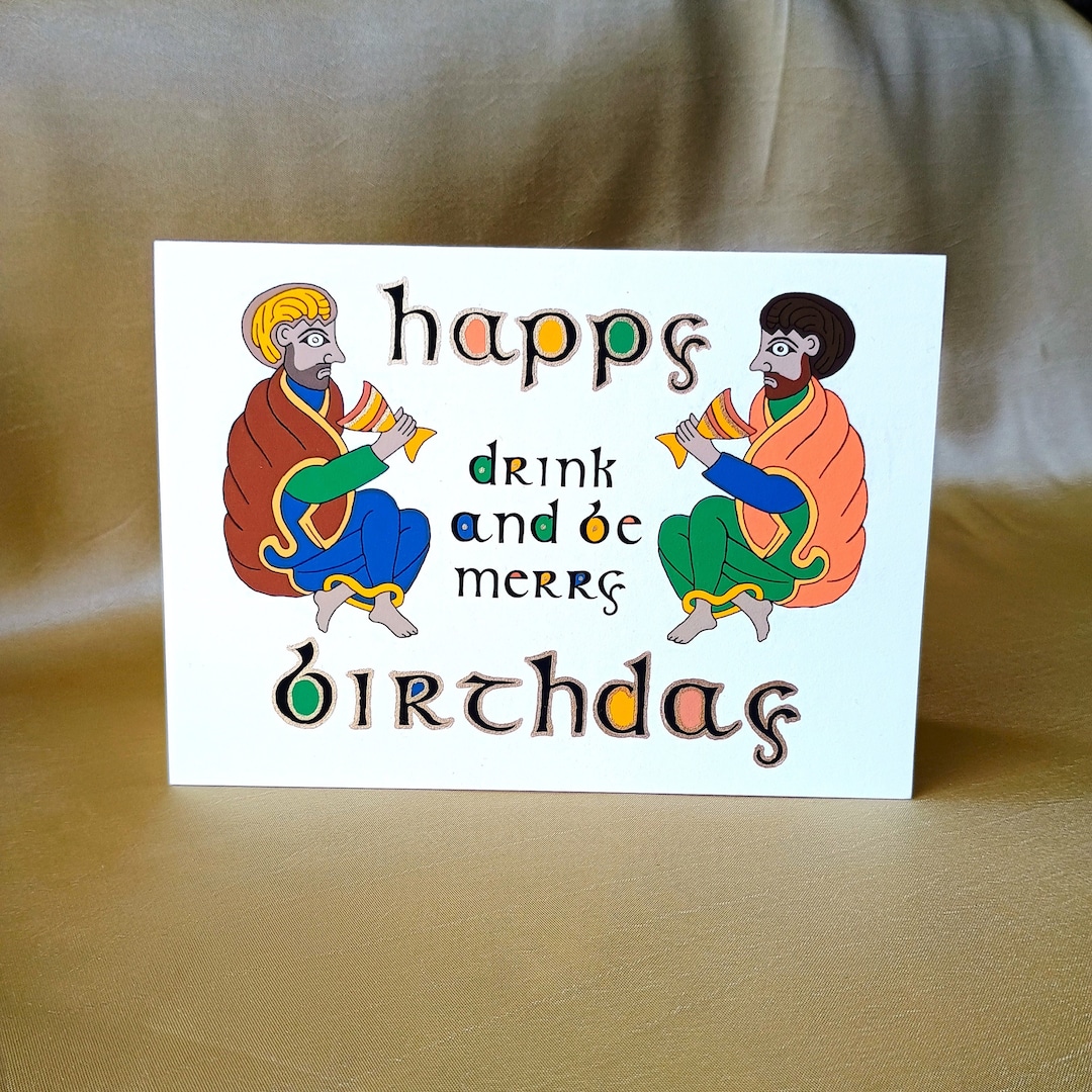 Medieval Birthday Card - Book of Kells Illuminated Manuscript Art ...