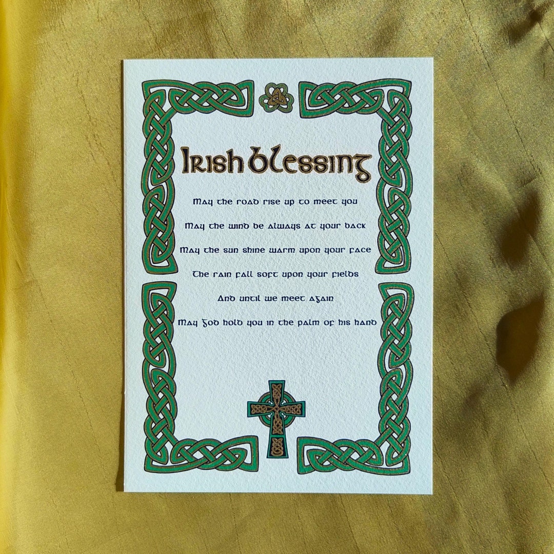 Celtic Knot Celtic Cross Irish Blessing A5 Art Print - St Patrick's Day ...