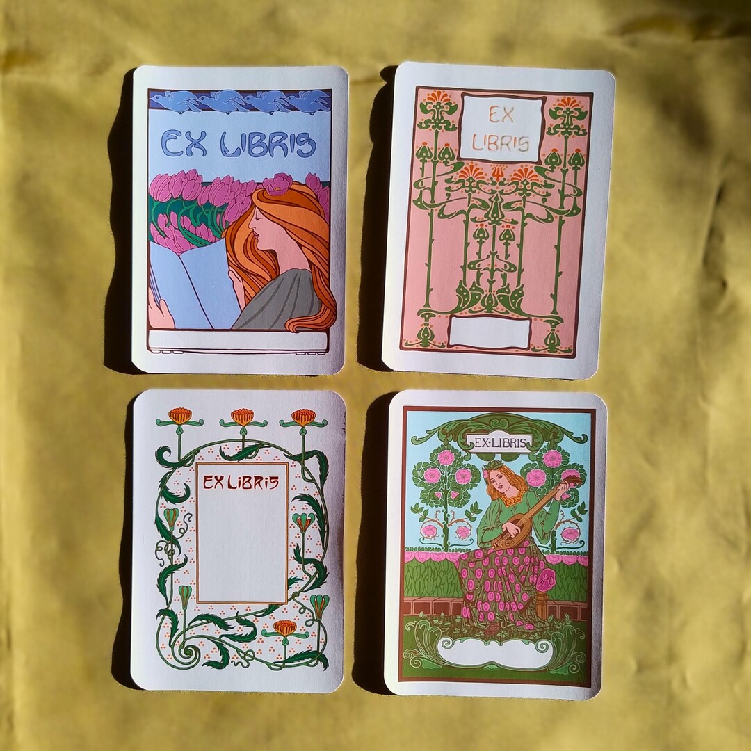 Ex Libris Book Plate Stickers Art Nouveau Designs Single Sticker or ...