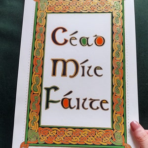 Gaelic Irish Welcome Sign Cead Mile Failte Medieval Art Illuminated ...