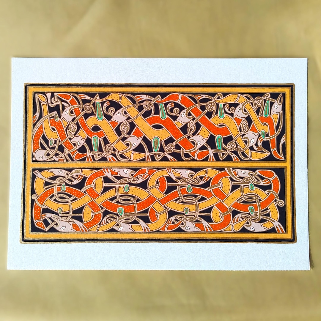 Medieval Art Print Irish Illuminated Manuscript Book of Durrow Ireland ...