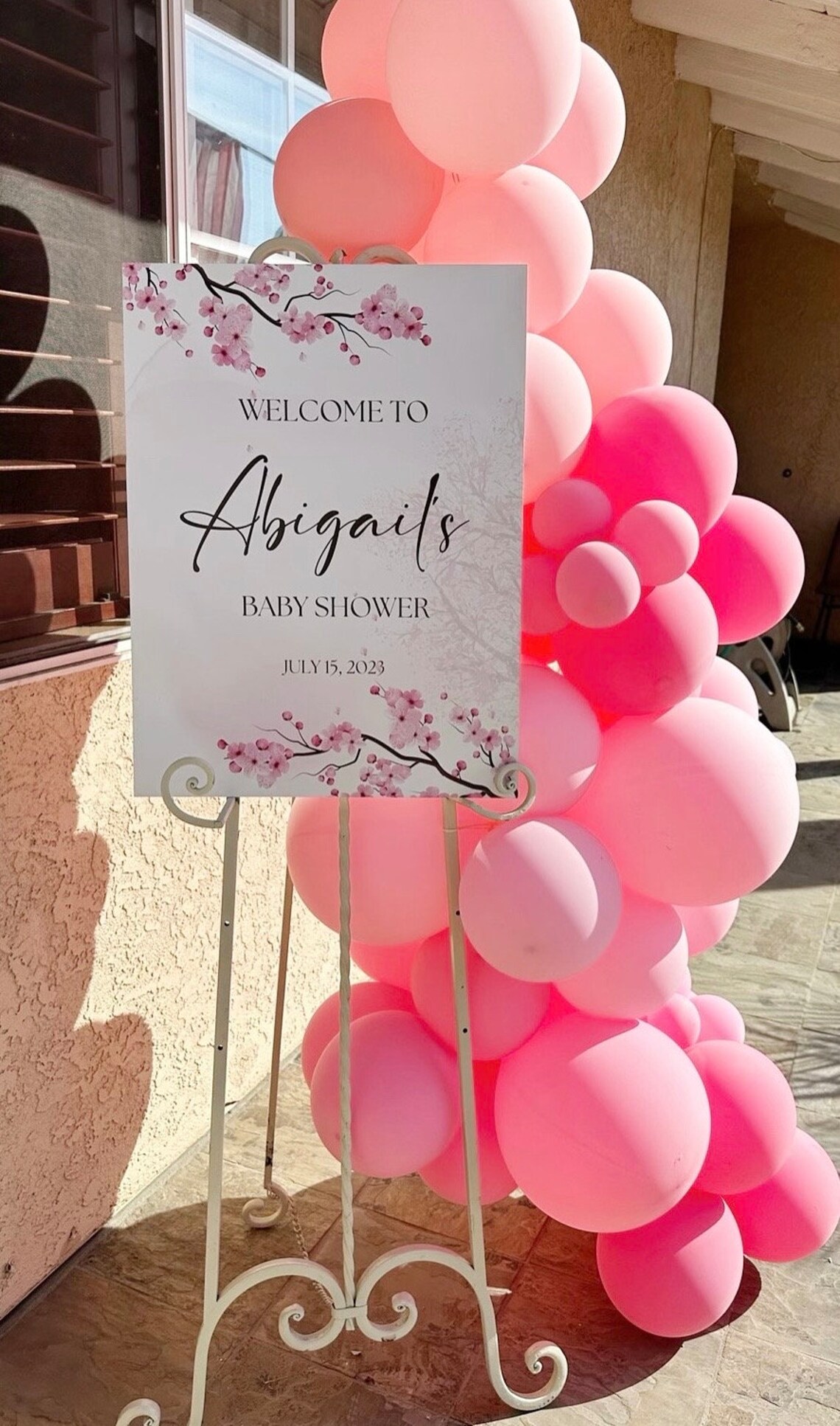 Editable Cherry Blossom Baby Shower Sign, Pink Floral Baby Shower Poster, Pink White Cherry ...