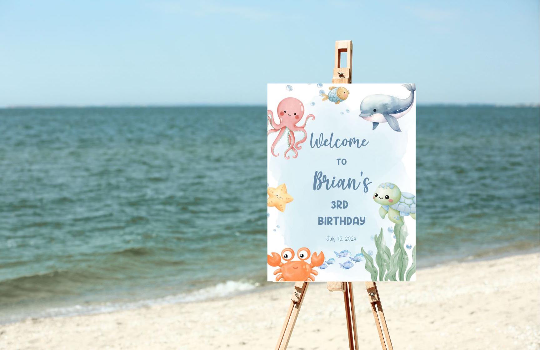 Editable Under the Sea Birthday Welcome Sign (digital Download) - Etsy
