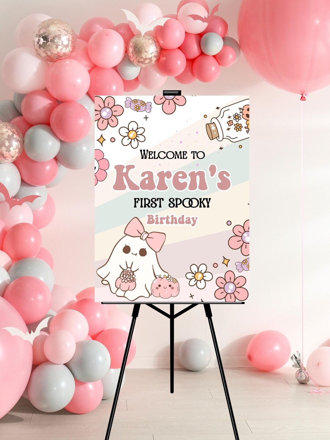 Editable Spooky Groovy Halloween Birthday Template Spooky One Halloween ...