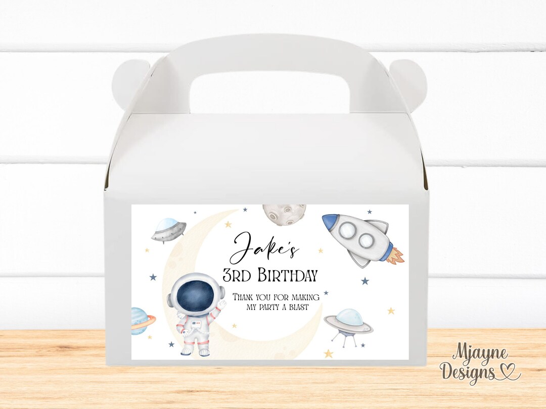 Editable Astronaut Outer Space Box Label Template, Printable Party ...
