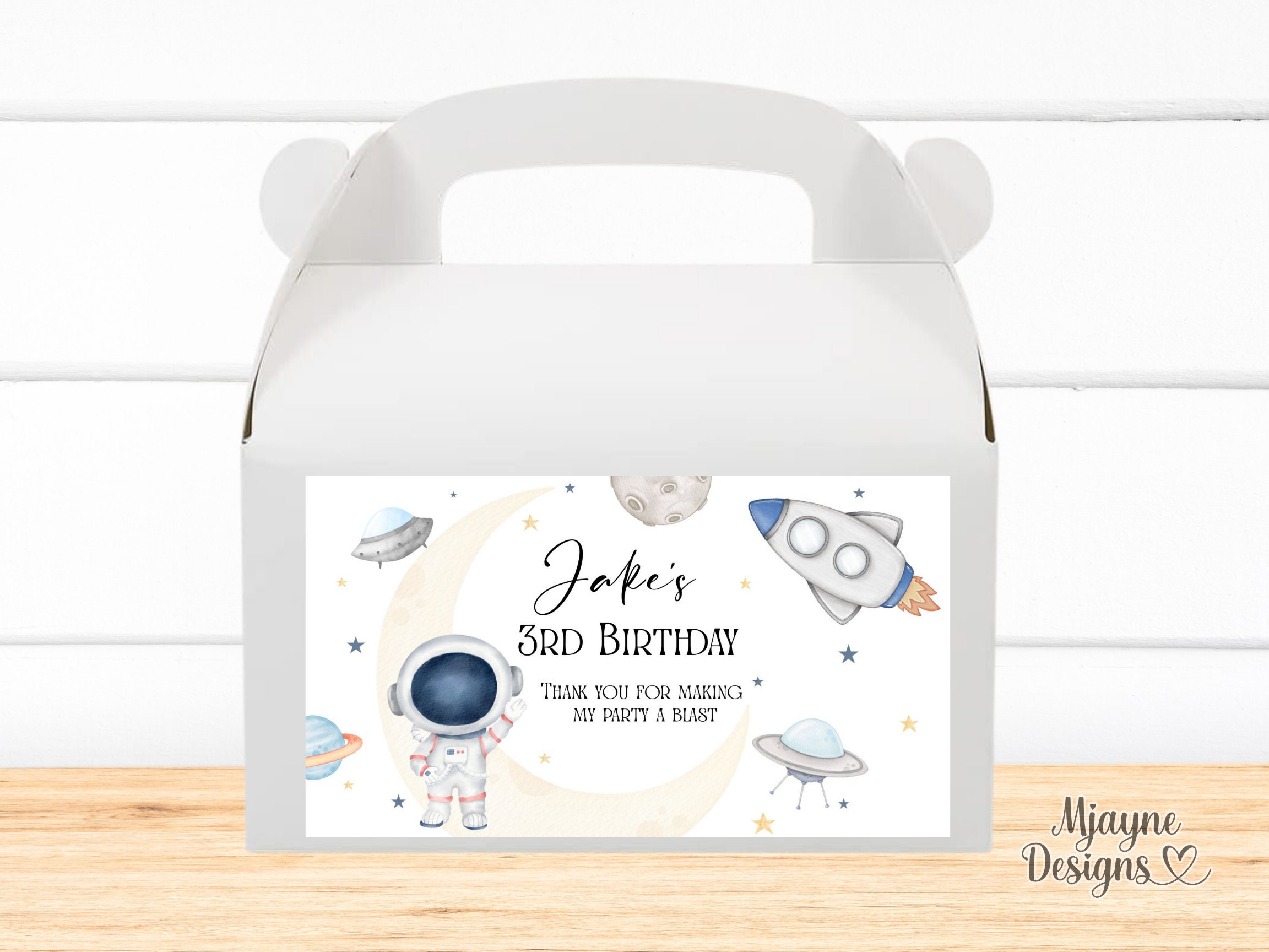 Editable Astronaut Outer Space Box Label Template, Printable Party ...