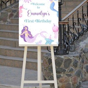 Editable Mermaid Birthday Welcome Sign: Under the Sea Party (digital ...