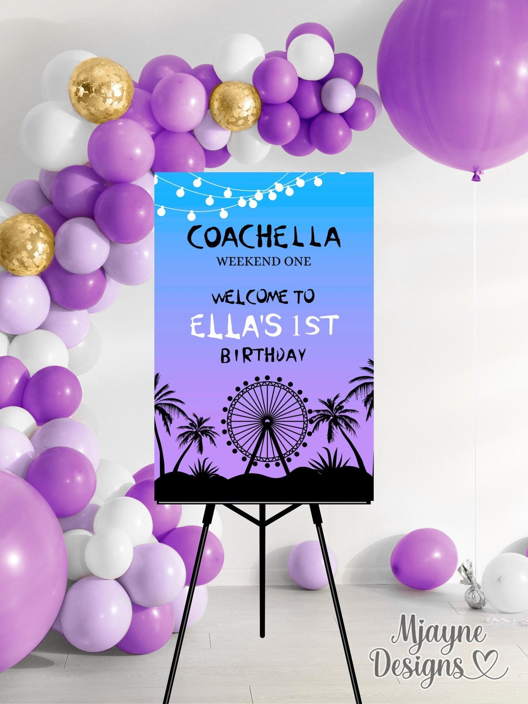 Coachella Birthday Sign Template Coachella Custom Sign Editable Pink ...