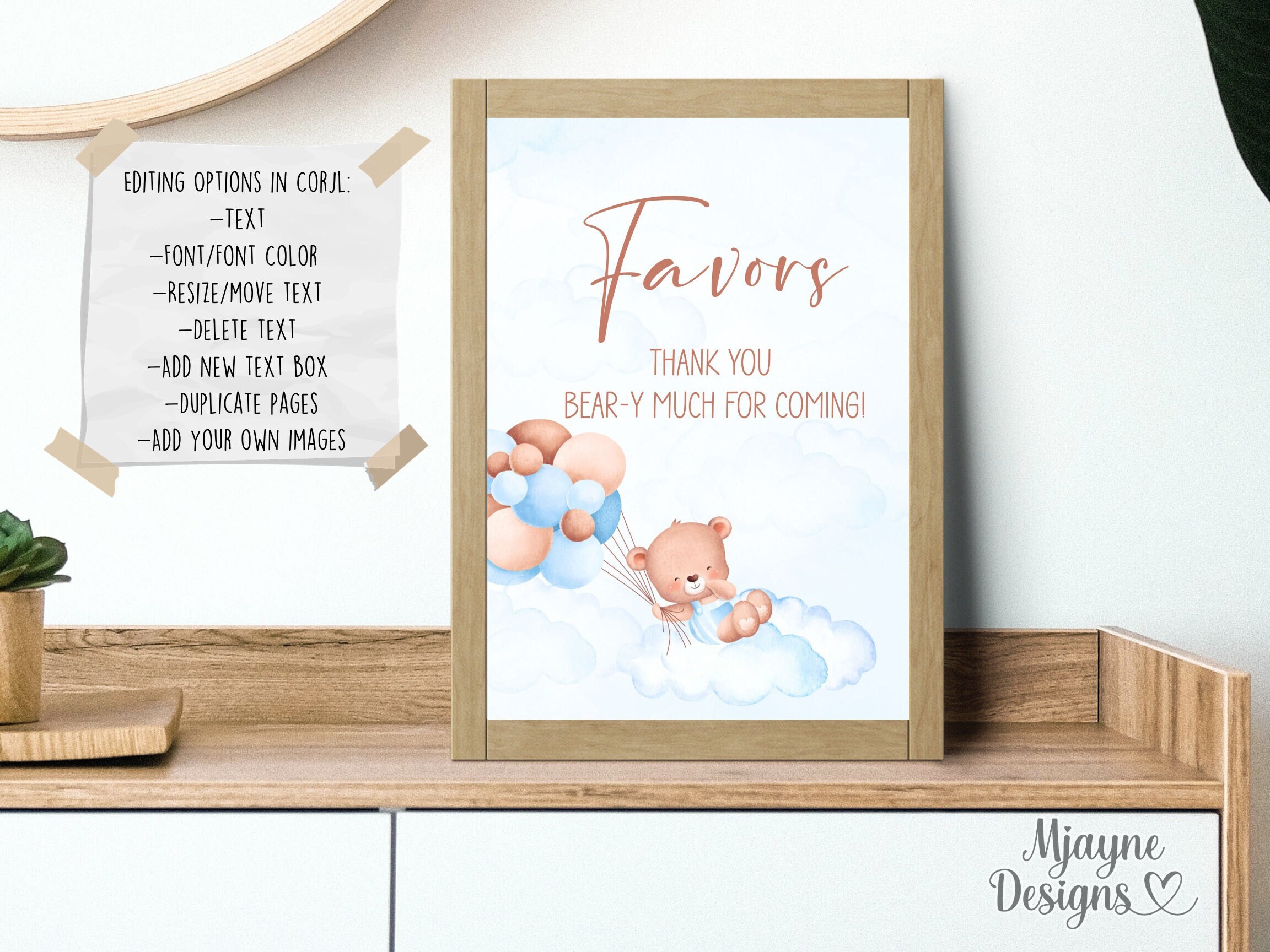 Editable Teddy Bear Boy Birthday Sign, Teddy Bear Theme Signs, Beary ...