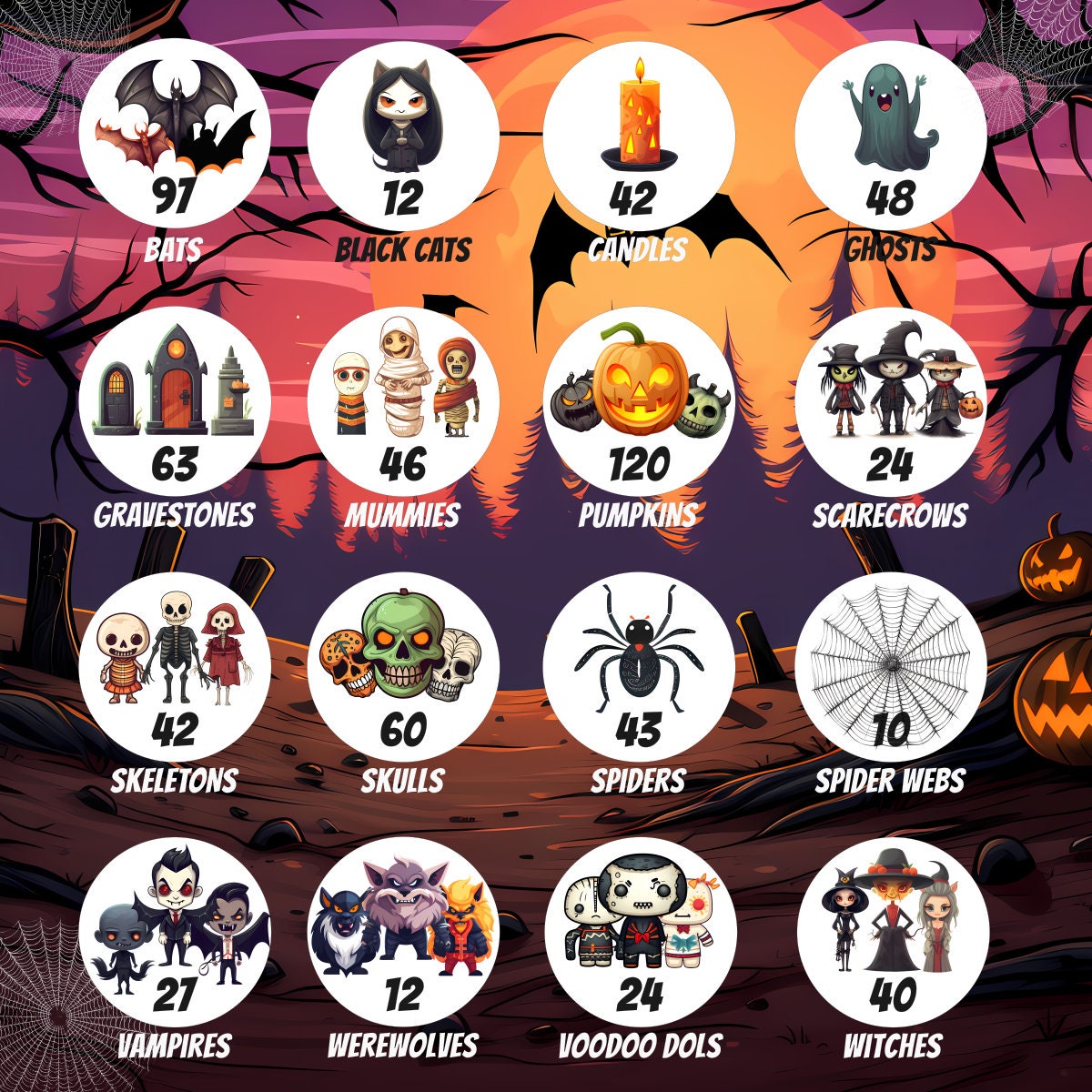 Massive Halloween Clipart Bundle. More Than 700 Transparent - Etsy