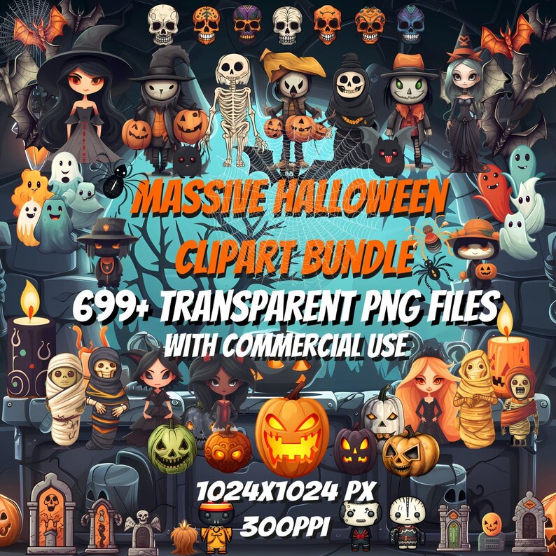 Massive Halloween Clipart Bundle. More Than 700 Transparent Png Files ...