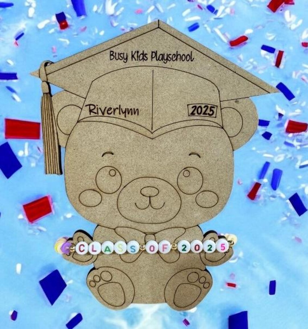 Laser Engraved Graduation Bear With Bracelet, Gift, Preschool ...