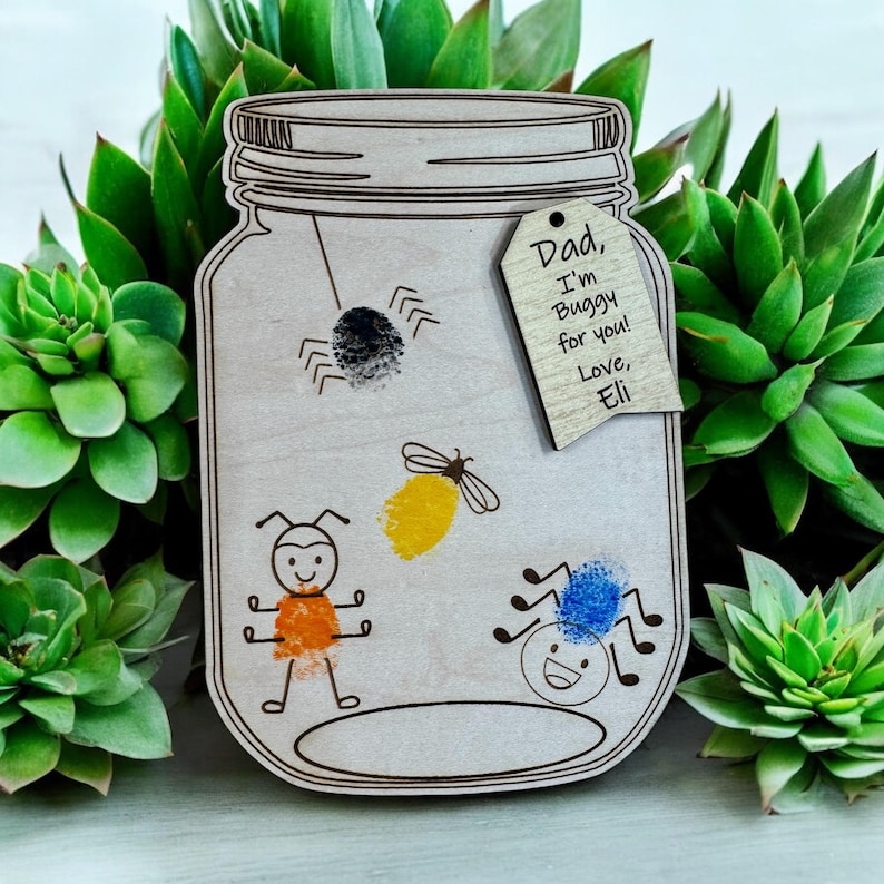 Large Father's Day Fingerprint Bug Magnet, Maple Wood, Gifts for Him - Etsy