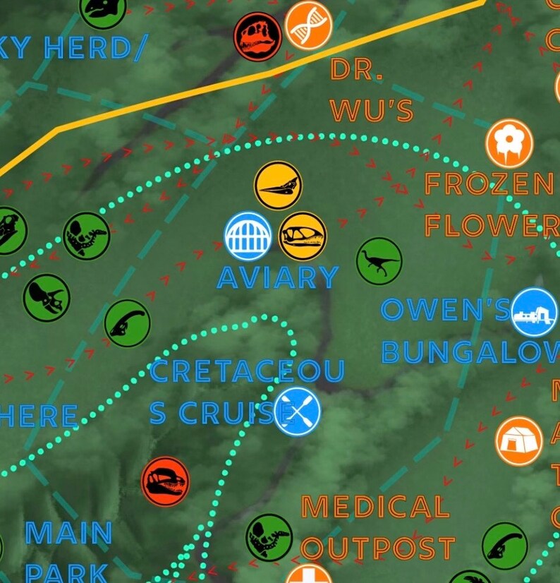 Jurassic World Movie Map Isla Nublar Map Jurassic Park Camp Cretaceous ...