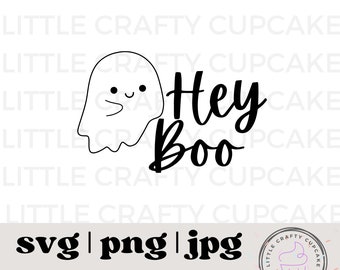 Hey Boo SVG , Cute Ghost, Ghost Face, Halloween Shirt Design, Cricut ...