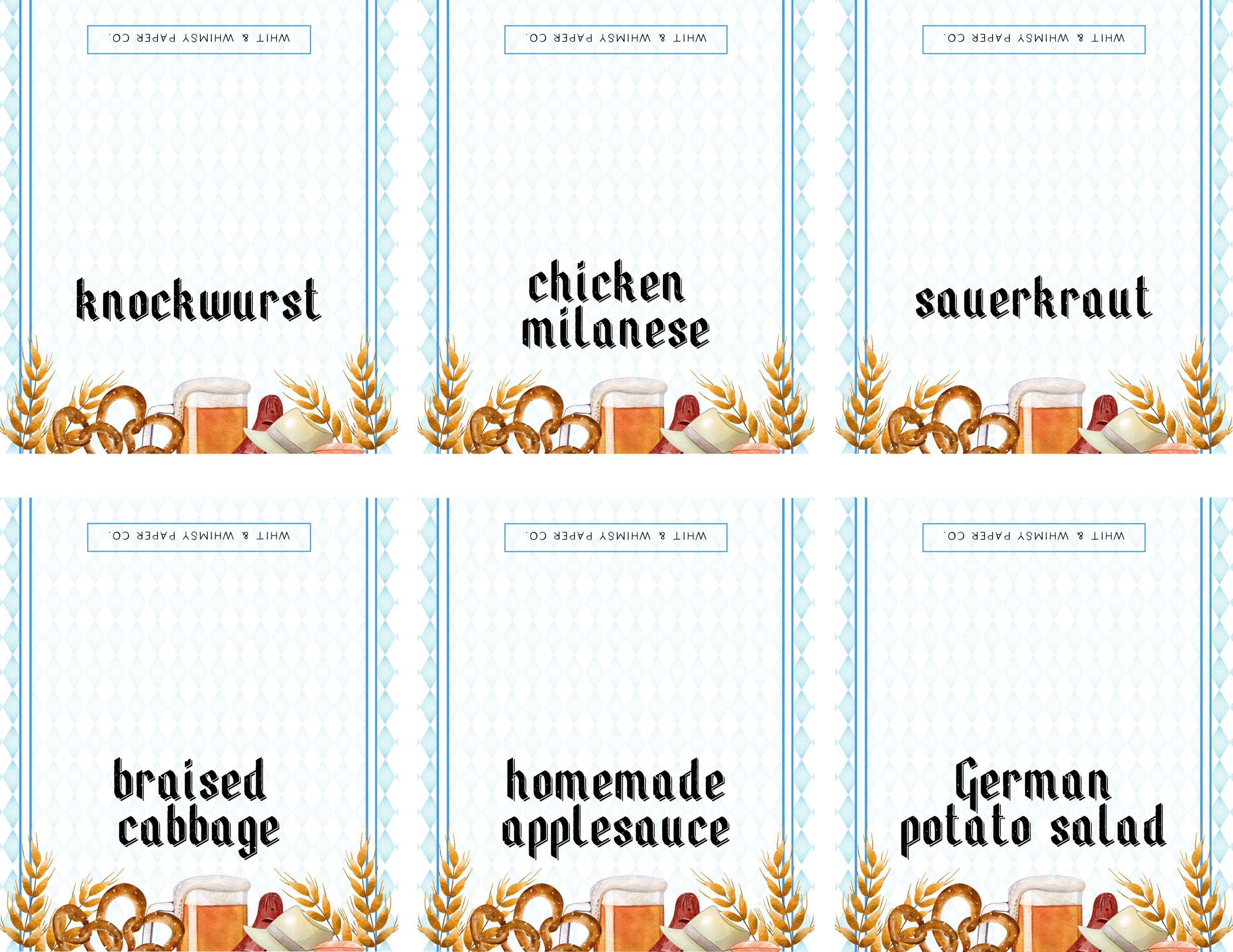 Printable Oktoberfest Buffet Cards: Tented Food Labels (INSTANT ...
