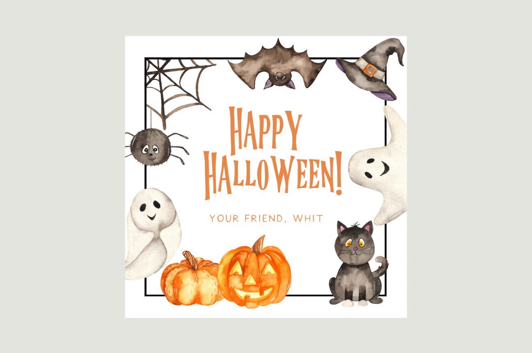 Printable Happy Halloween Gift Tag, Halloween Gift Tag, Spooky Gift Tag ...