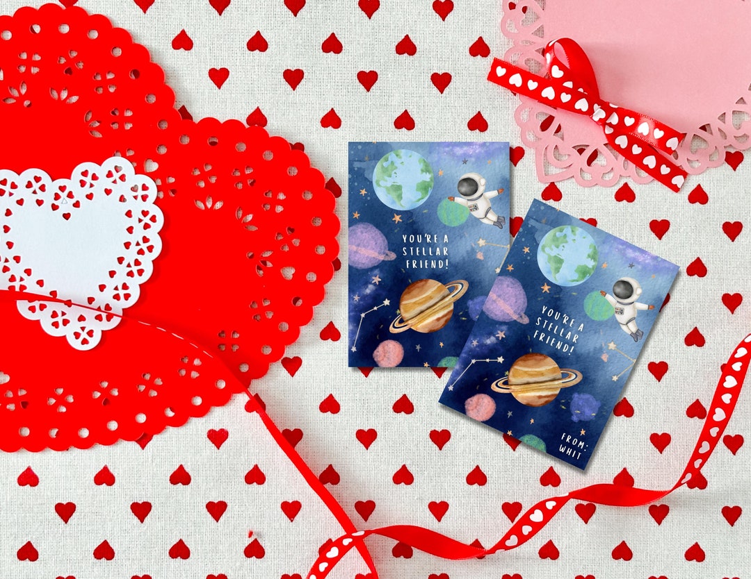 Printable Class Valentines for Kids, Out of This World, Astronaut ...