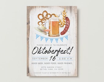 Oktoberfest Lederhosen Invitation, Biergarten Party, Beer Steins ...