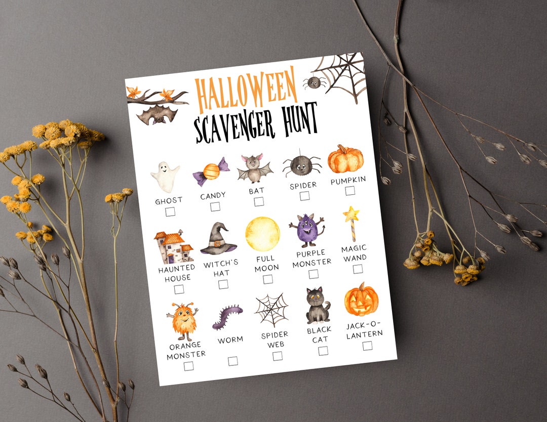 Printable Halloween Scavenger Hunt Game for Kids (instant Download) - Etsy