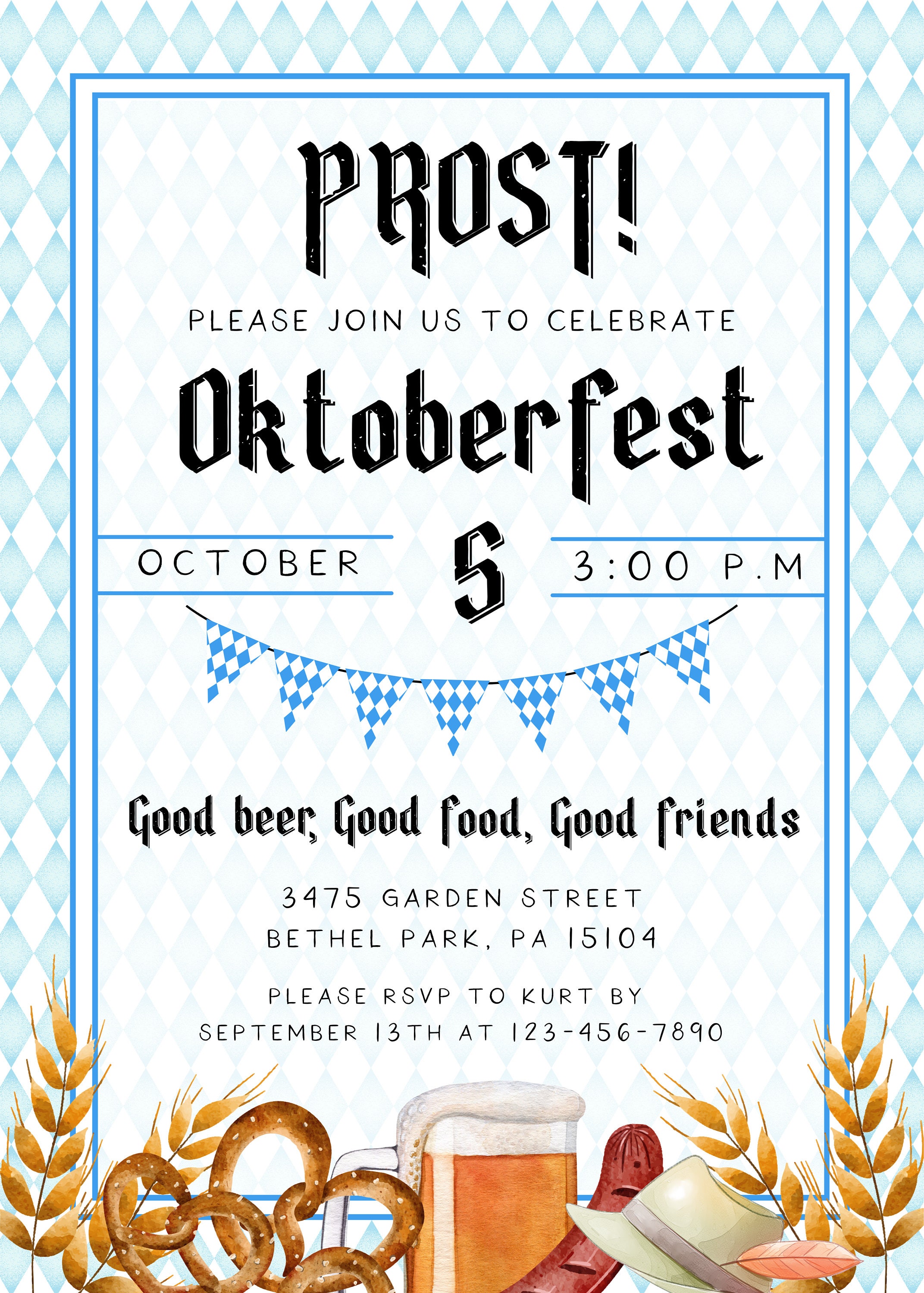 Printable Oktoberfest Invitation, Party Invitation, INSTANT DOWNLOAD - Etsy