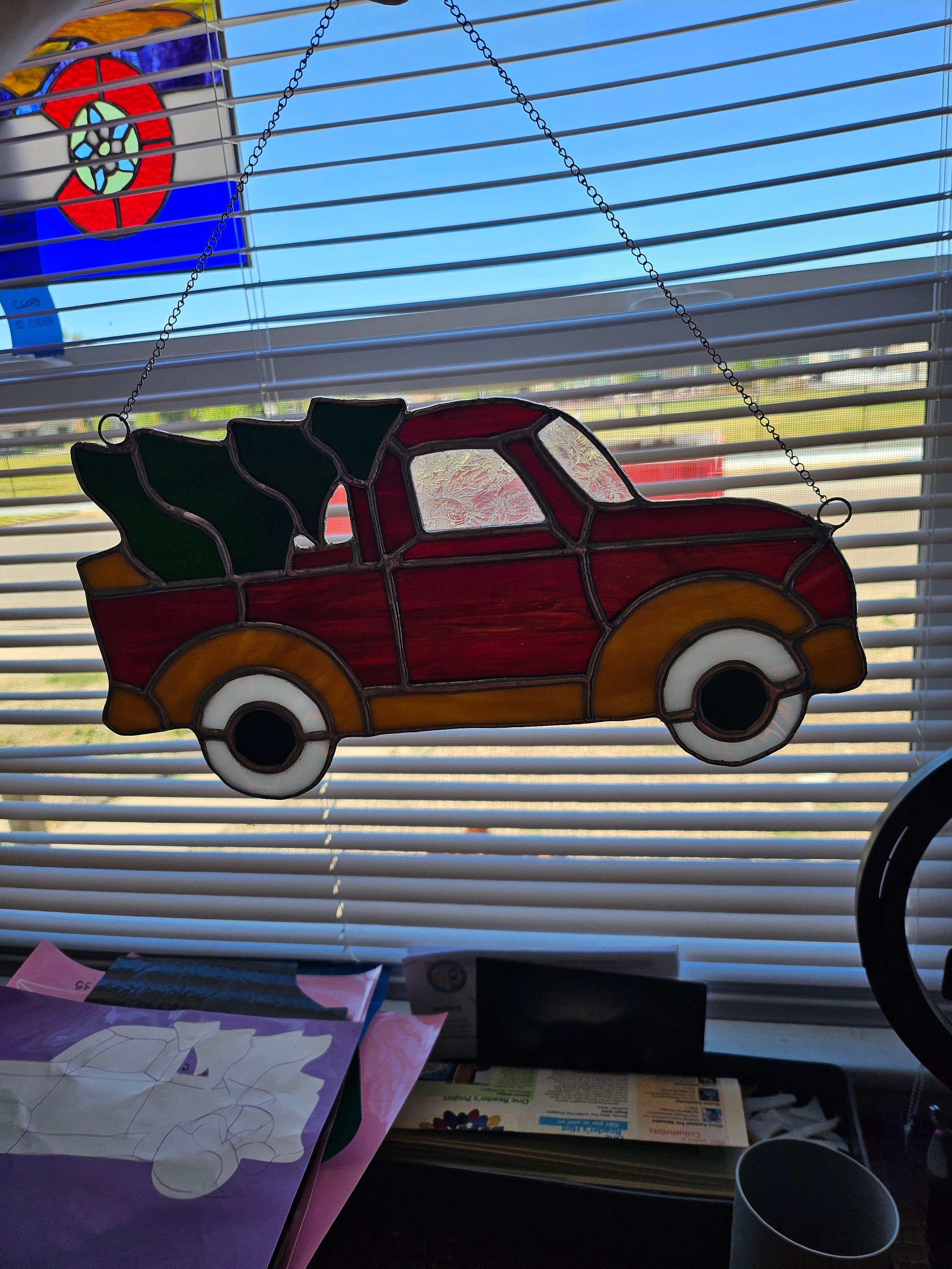 Little Red Truck Hauling a Christmas Tree - Etsy