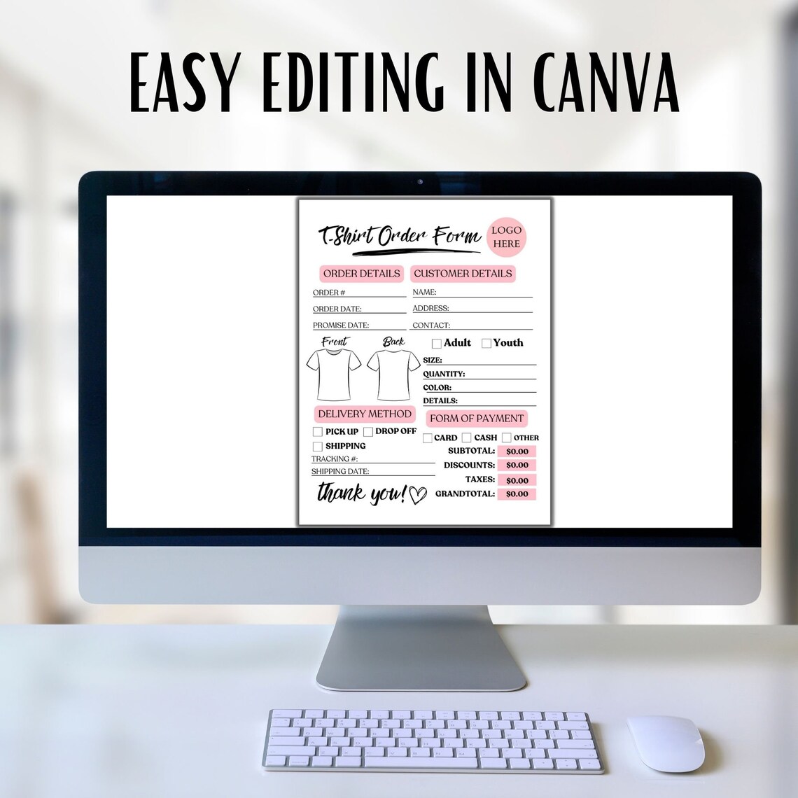 Editable T-shirt Order Forms Custom Shirt Order Form Canva Template for ...