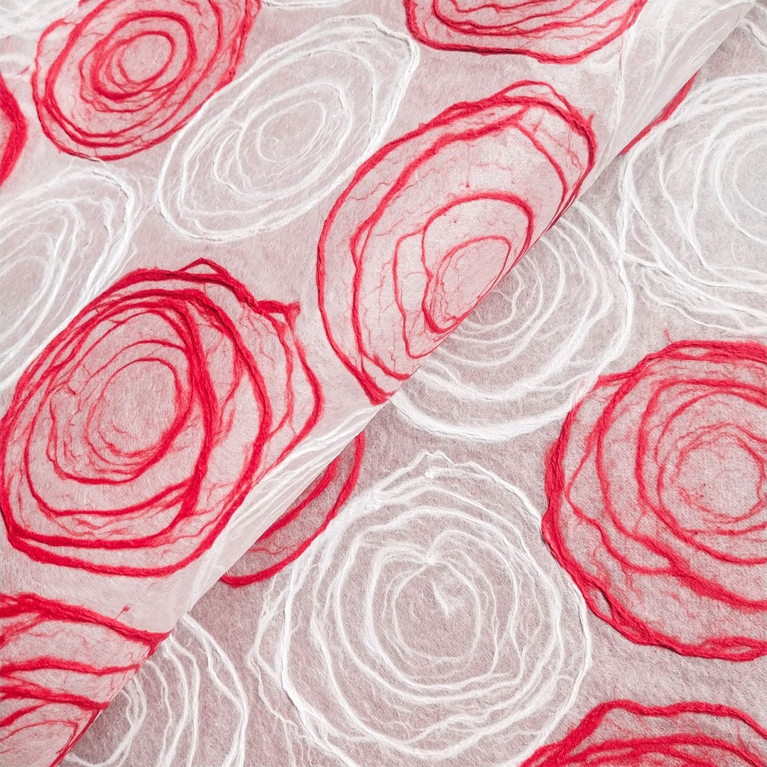 Handmade Rose Mulberry Paper (red and White) by Kozo Studio - Etsy