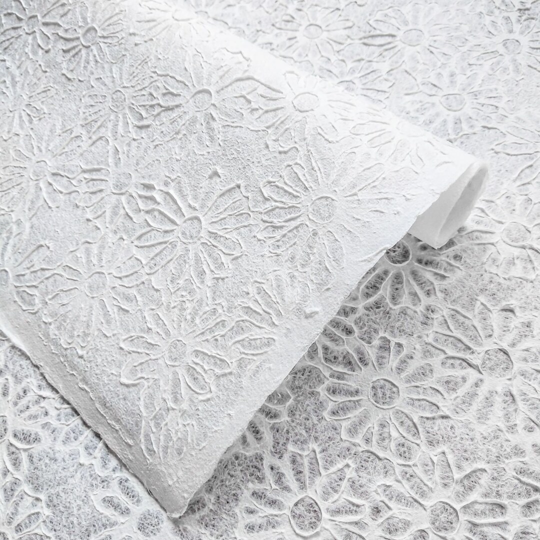 Handmade Embossed Lace Kozo Paper (daisy, White) - Thai Mulberry Paper ...