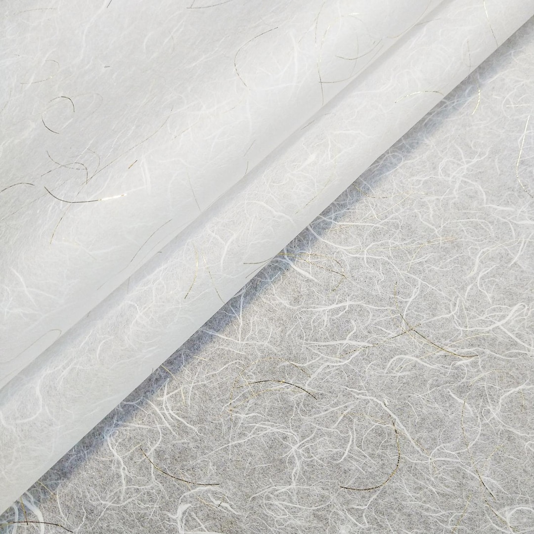 Golden Tinsel Unryu Kozo Paper (white) - Thai Mulberry Paper by Kozo ...