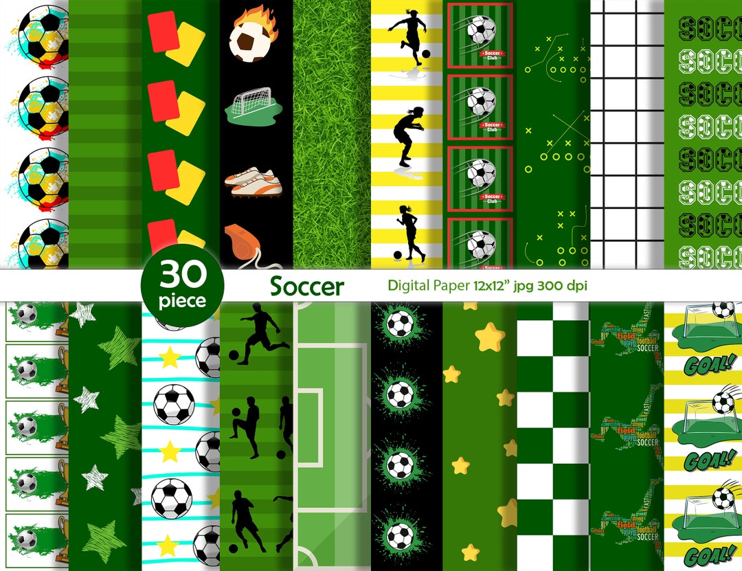 Soccer Digital Paper, Football Paper, Football Player Paper Pack, Sport ...